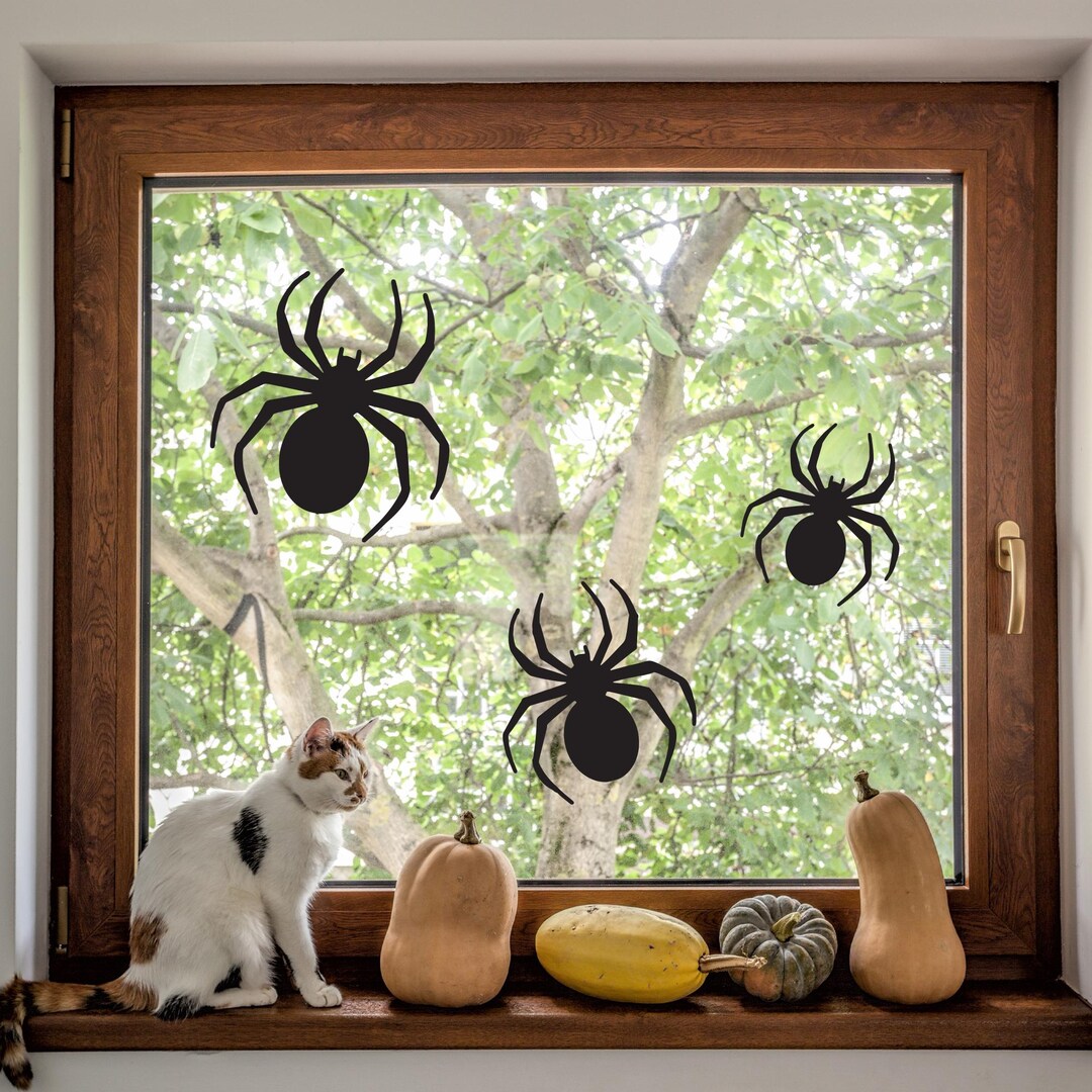 Spider Window Stickers: Halloween Decorations, Autumnal Window Decal ...