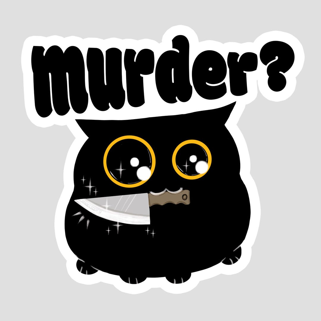 Murder Kitten STICKER, Unhinged Gen Z Humor Funny Meme Weirdcore Laptop ...