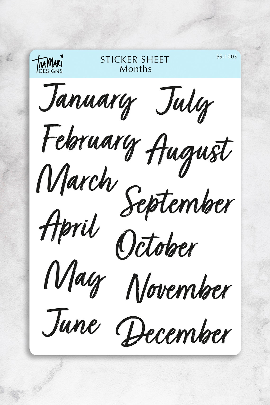 Months Script Clear Vinyl Sticker Sheet 12 Stickers 5 | Etsy
