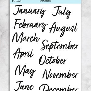 Months Script Clear Vinyl Sticker Sheet 12 Stickers 5 | Etsy