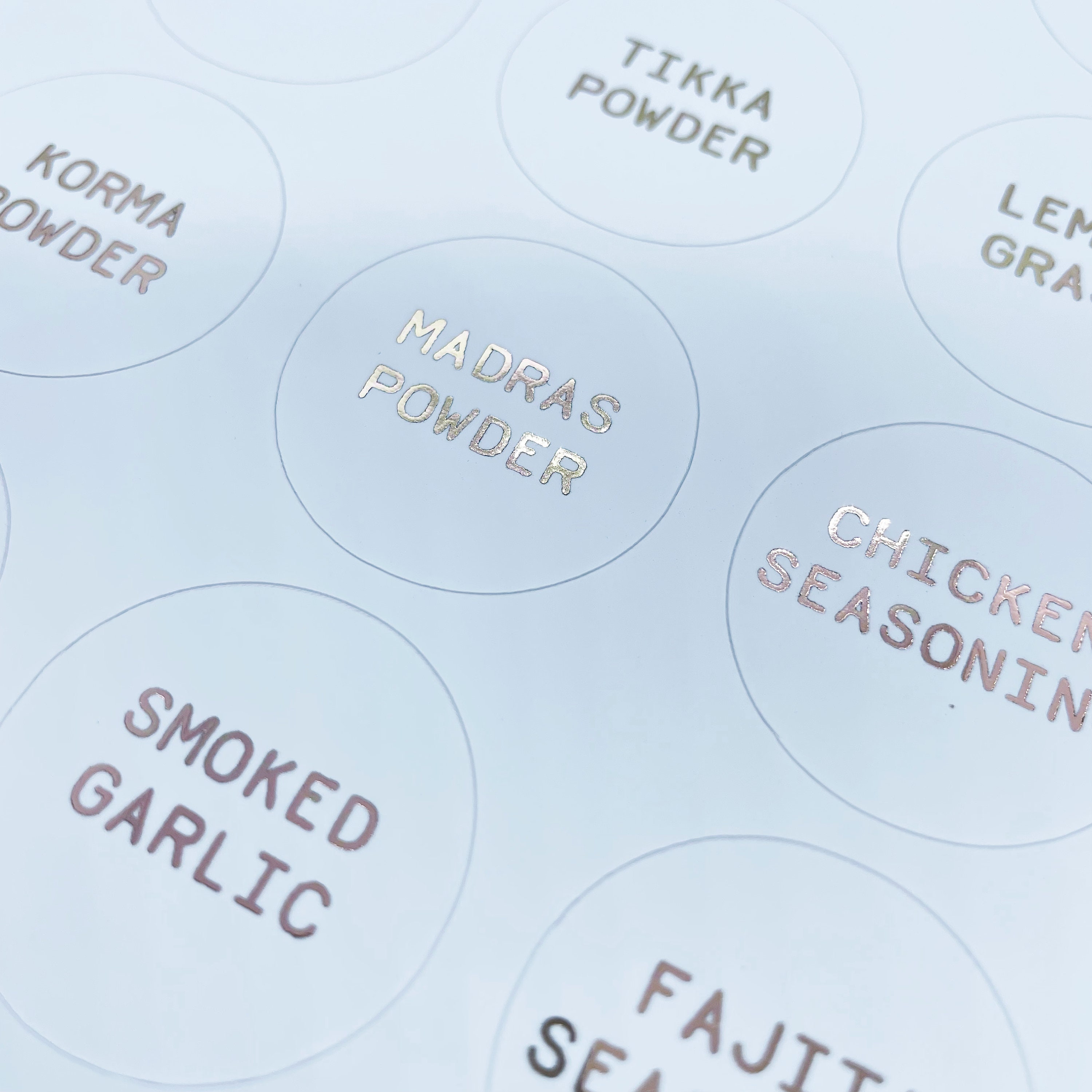 Spice Jar and Lid Labels Set Foil Clear White Sticker Sheet - Etsy