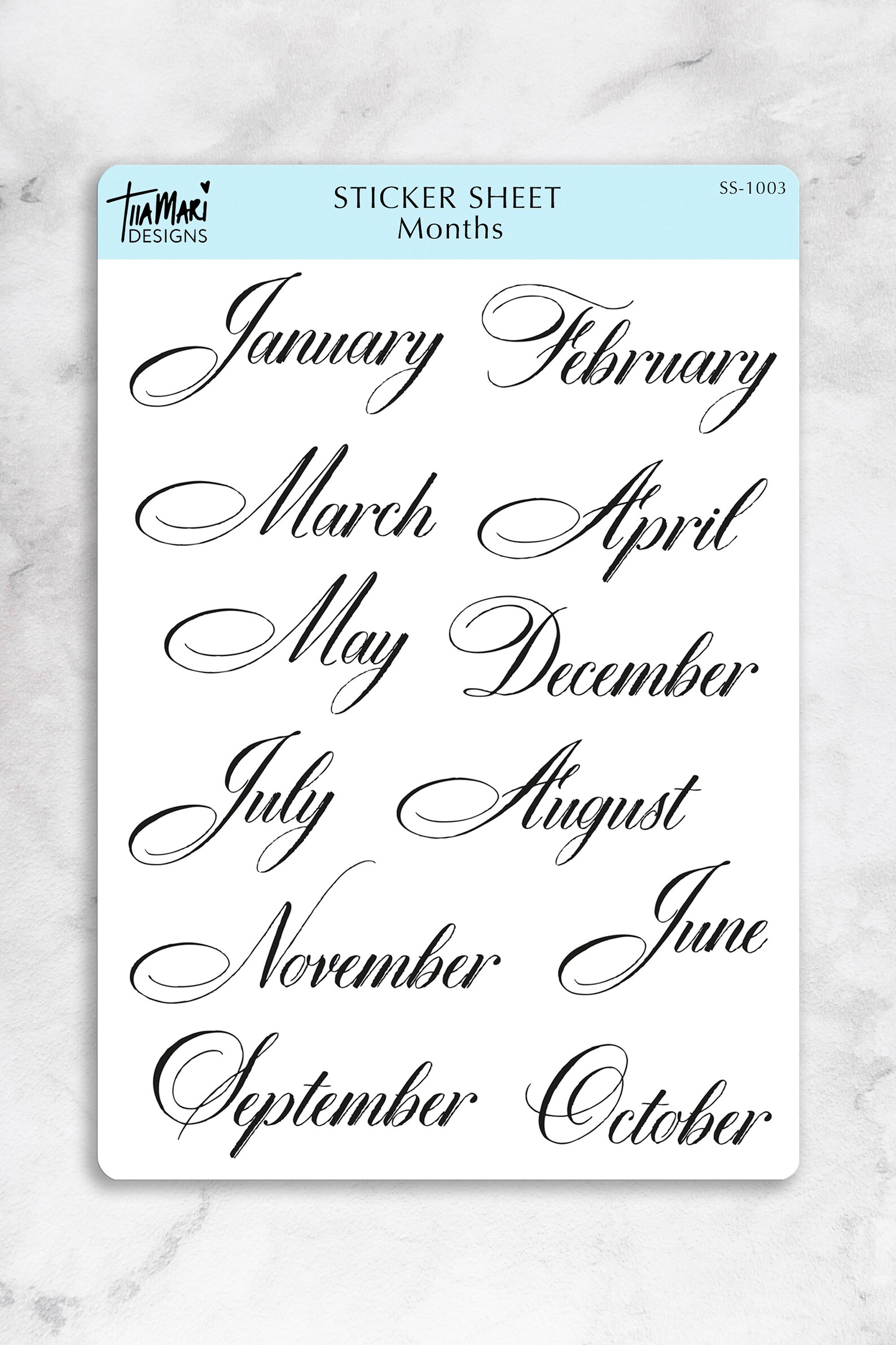 Months Script Clear Vinyl Sticker Sheet 12 Stickers 5 | Etsy