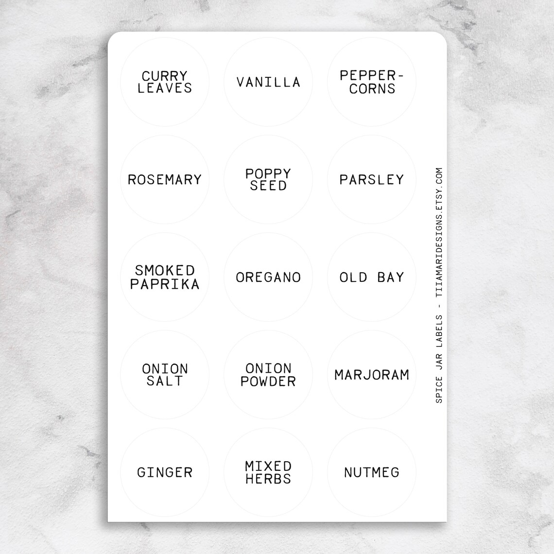 Spice Jar And Lid Labels Set Foil Clear White Sticker Sheet | Etsy