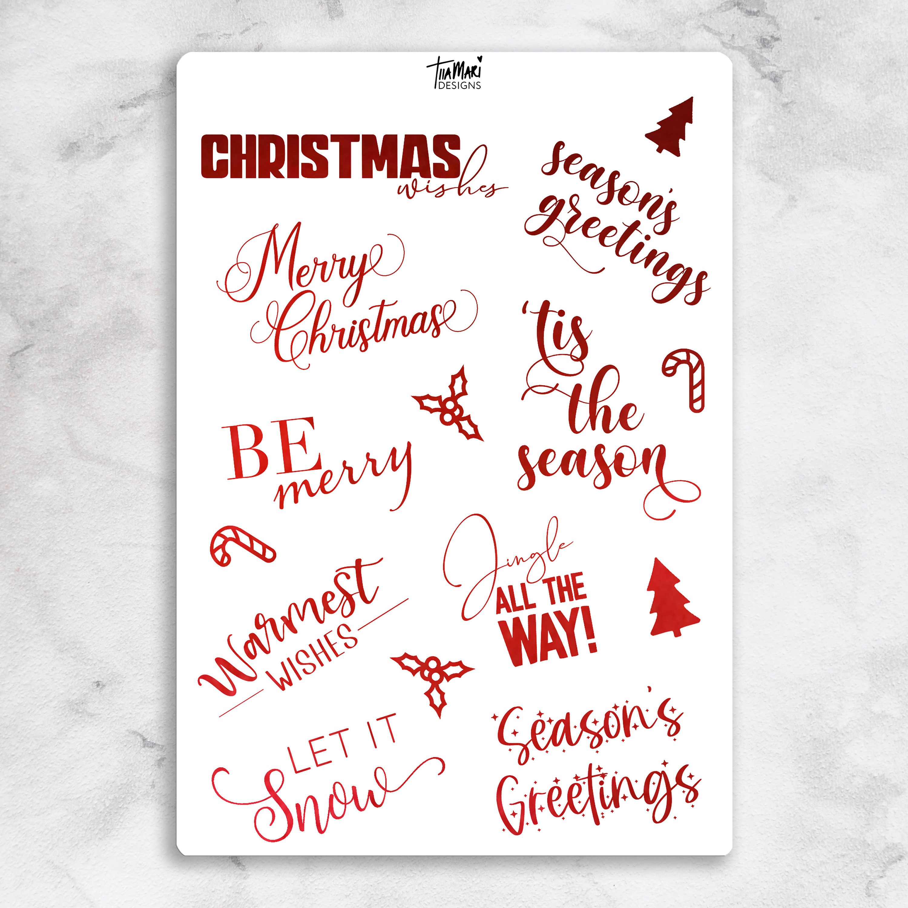 Christmas Sticker Sheet Clear or White Background Foiling | Etsy