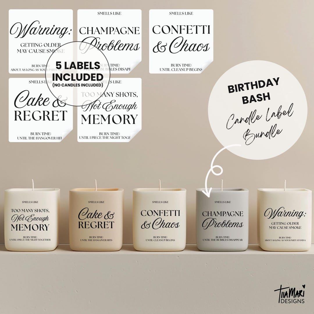 Funny Birthday Candle Labels: Pun Gift Stickers, Set of 5 - Etsy