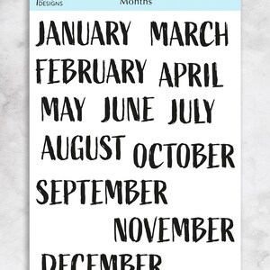 Months Script Clear Vinyl Sticker Sheet 12 Stickers 5 | Etsy