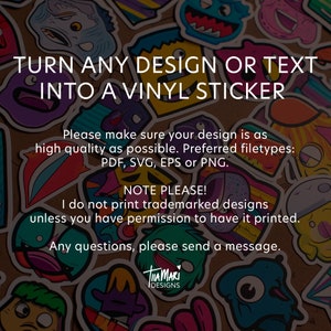 DIE CUT Custom Design or Custom Logo Vinyl Sticker, Personalised Labels ...