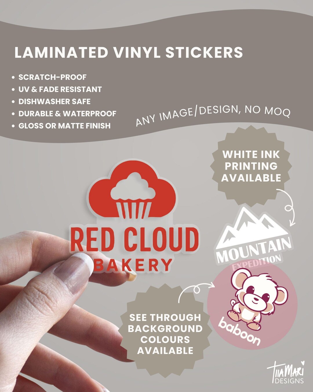 Custom Vinyl Logo Label Clear Stickers | Personalised Waterproof ...
