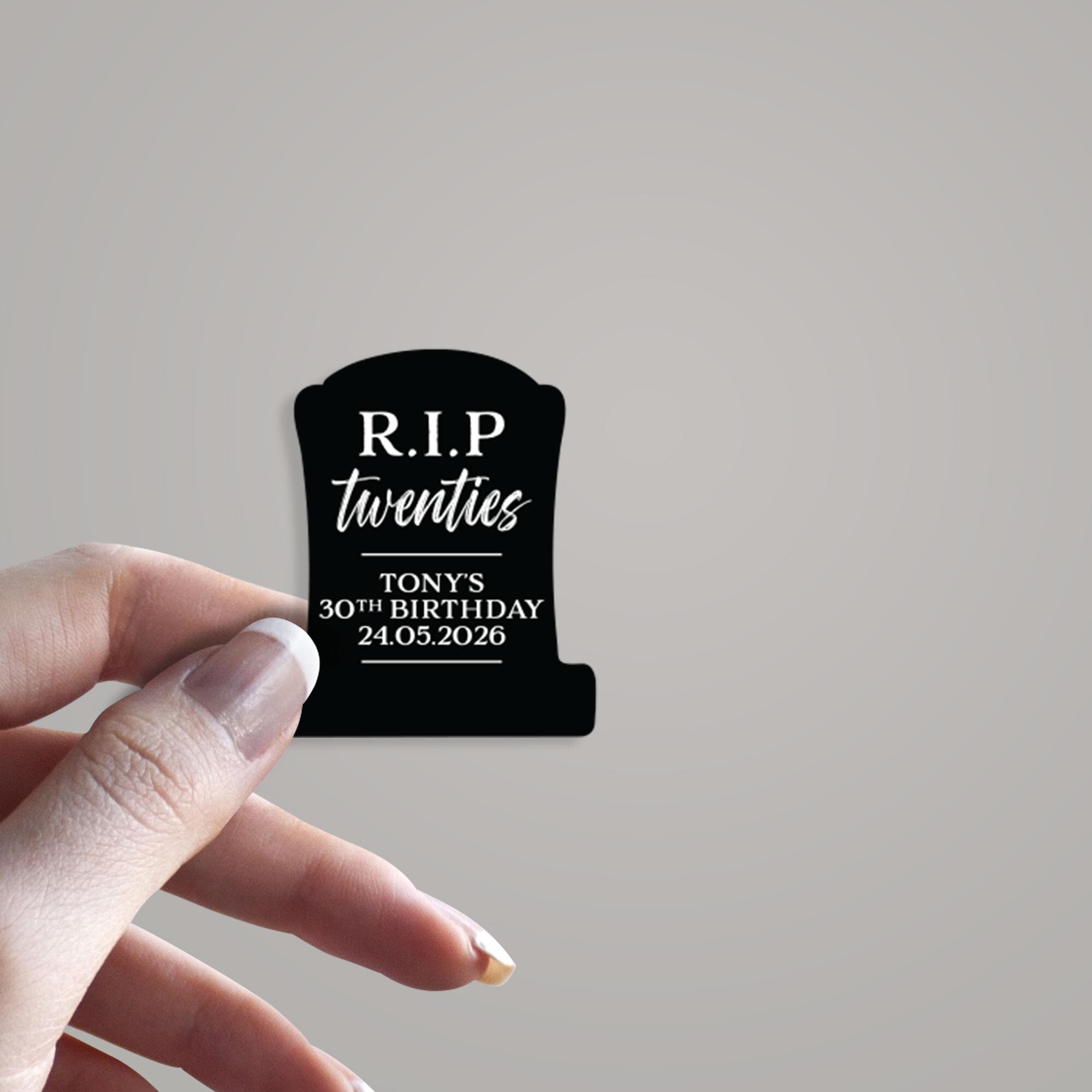 RIP Twenties 30th Birthday Shot Stickers, Gravestone Party Favour ...