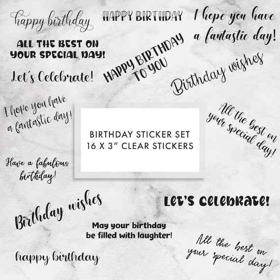 16 X Happy Birthday Clear Stickers Set 16 Different | Etsy