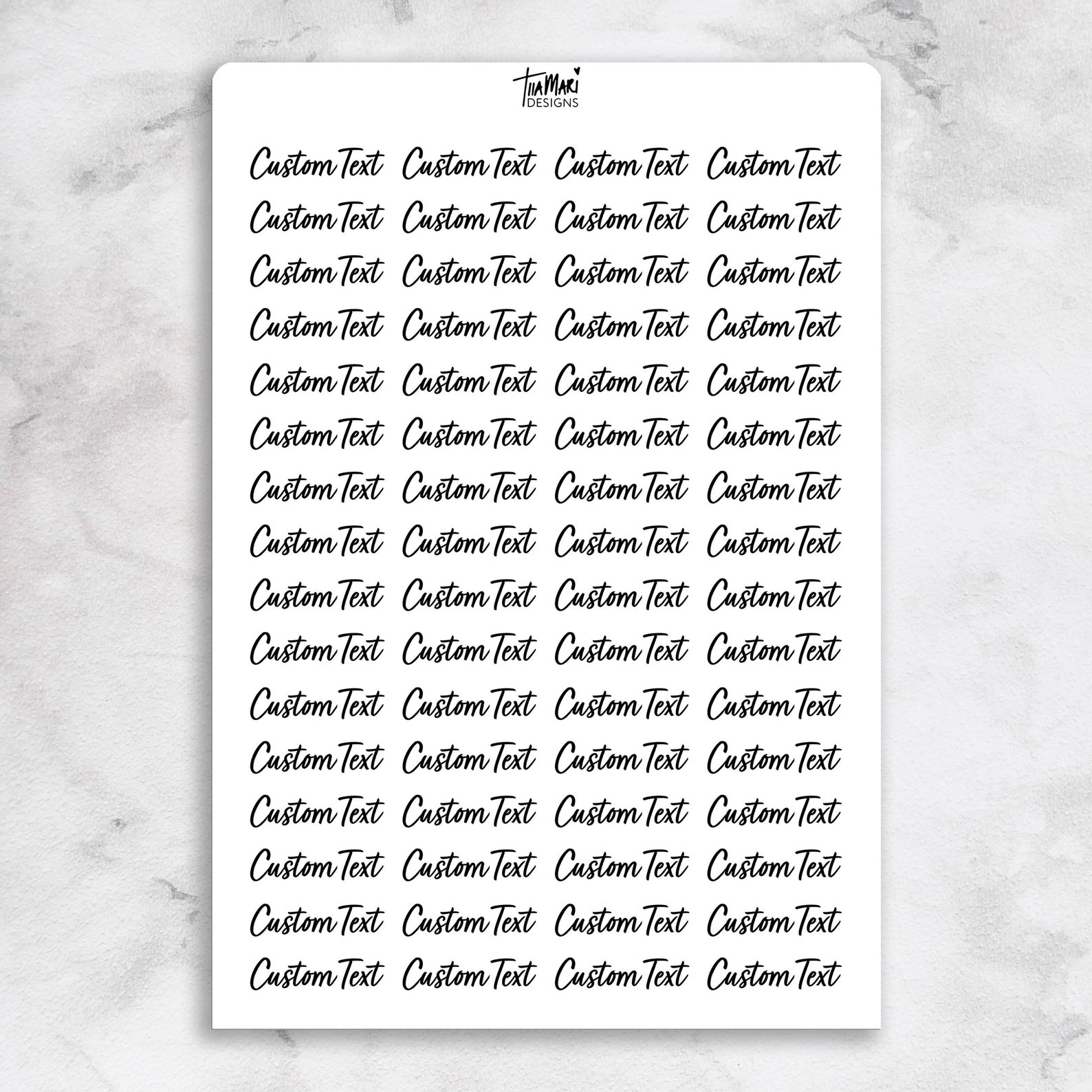 1 Long Custom Text Sticker Sheet Clear or White 20-50 Stickers Each ...