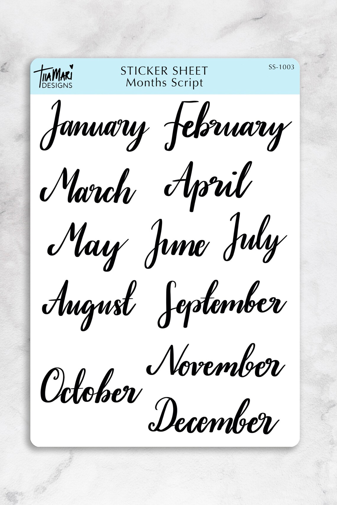 Months Script Clear Vinyl Sticker Sheet 12 Stickers 5 | Etsy