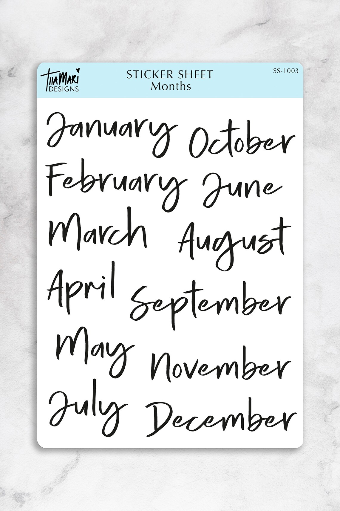 Months Script Clear Vinyl Sticker Sheet 12 Stickers 5 | Etsy
