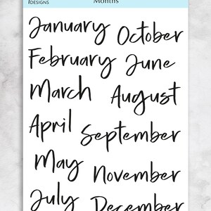 Months Script Clear Vinyl Sticker Sheet 12 Stickers 5 | Etsy