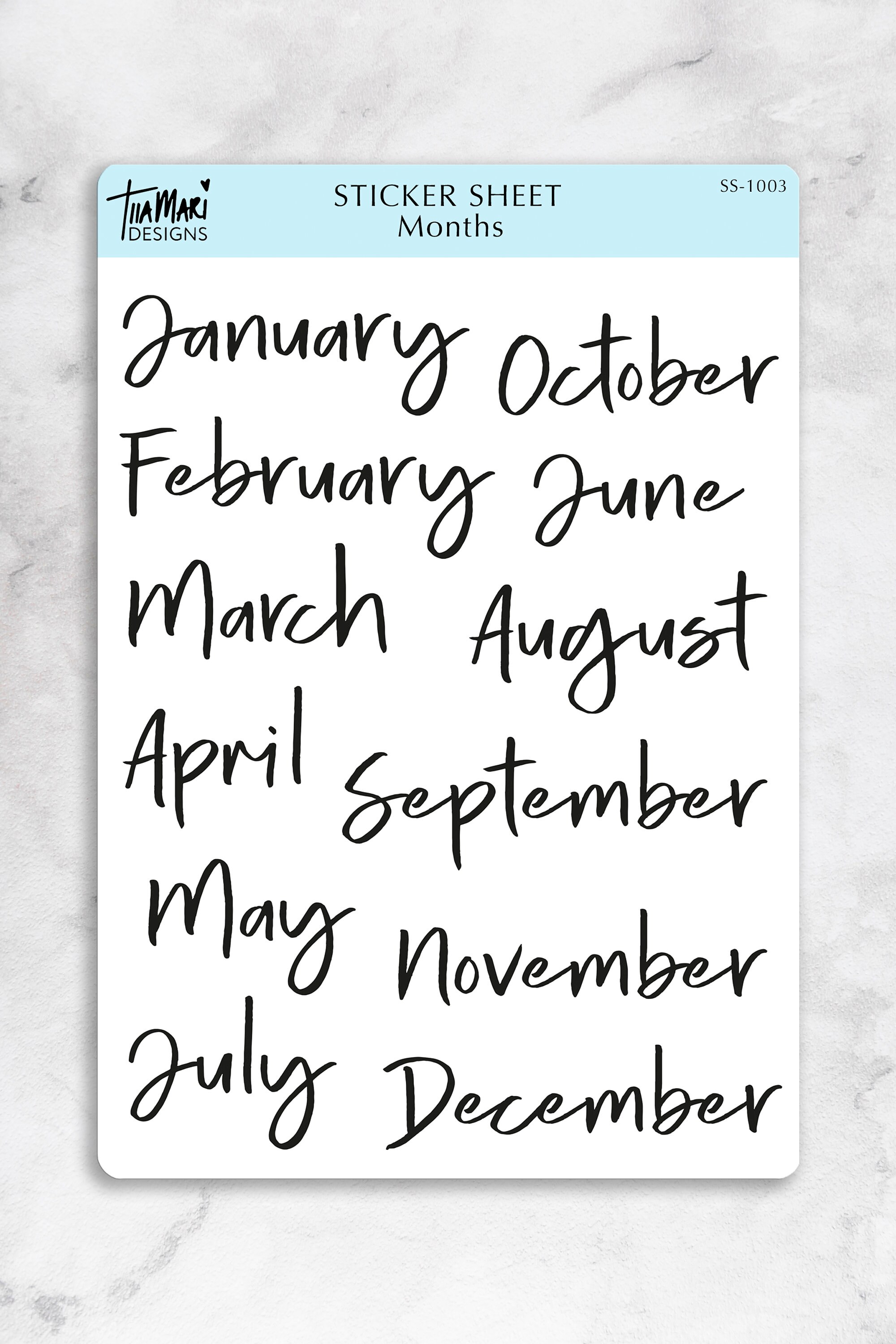 Months Script Clear Vinyl Sticker Sheet 12 Stickers 5 | Etsy