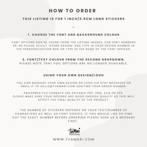 1" Long Custom Text Sticker Sheet Clear or White | 20-50 Stickers ...