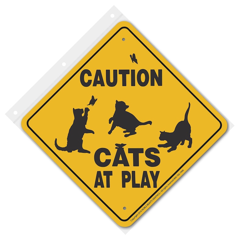 Caution Cats at Play Sign Aluminum 12" X 12" #21402 - Etsy