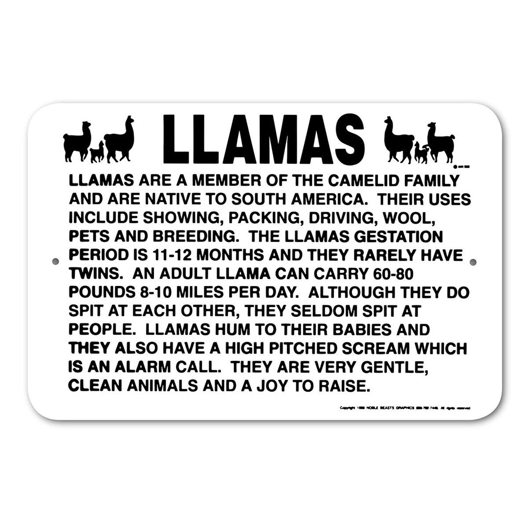 Llamas Information Sign Aluminum 12 in X 18 in #146687 - Etsy