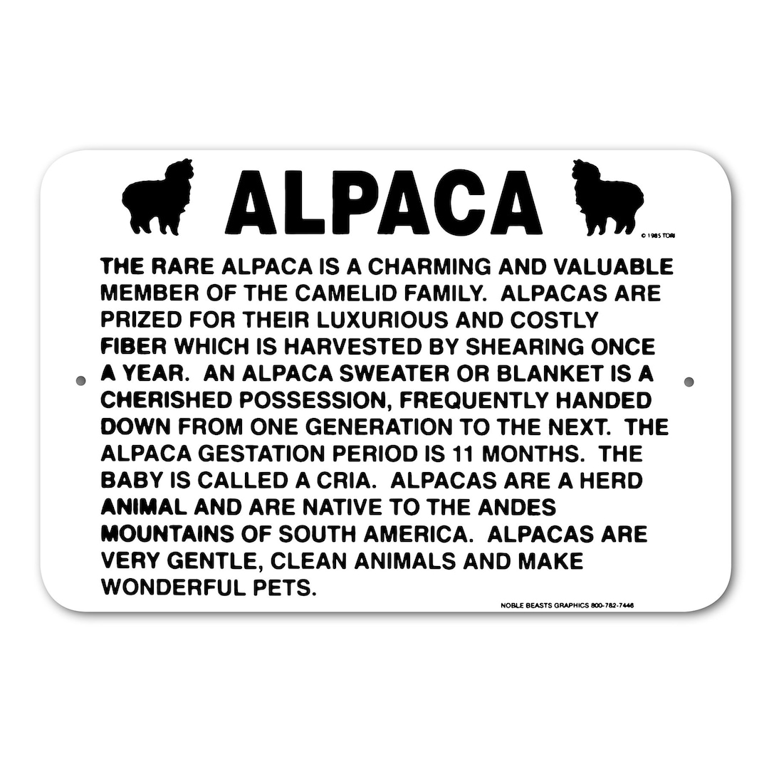 Alpaca Information Sign Aluminum 12 in X 18 in #146718 - Etsy