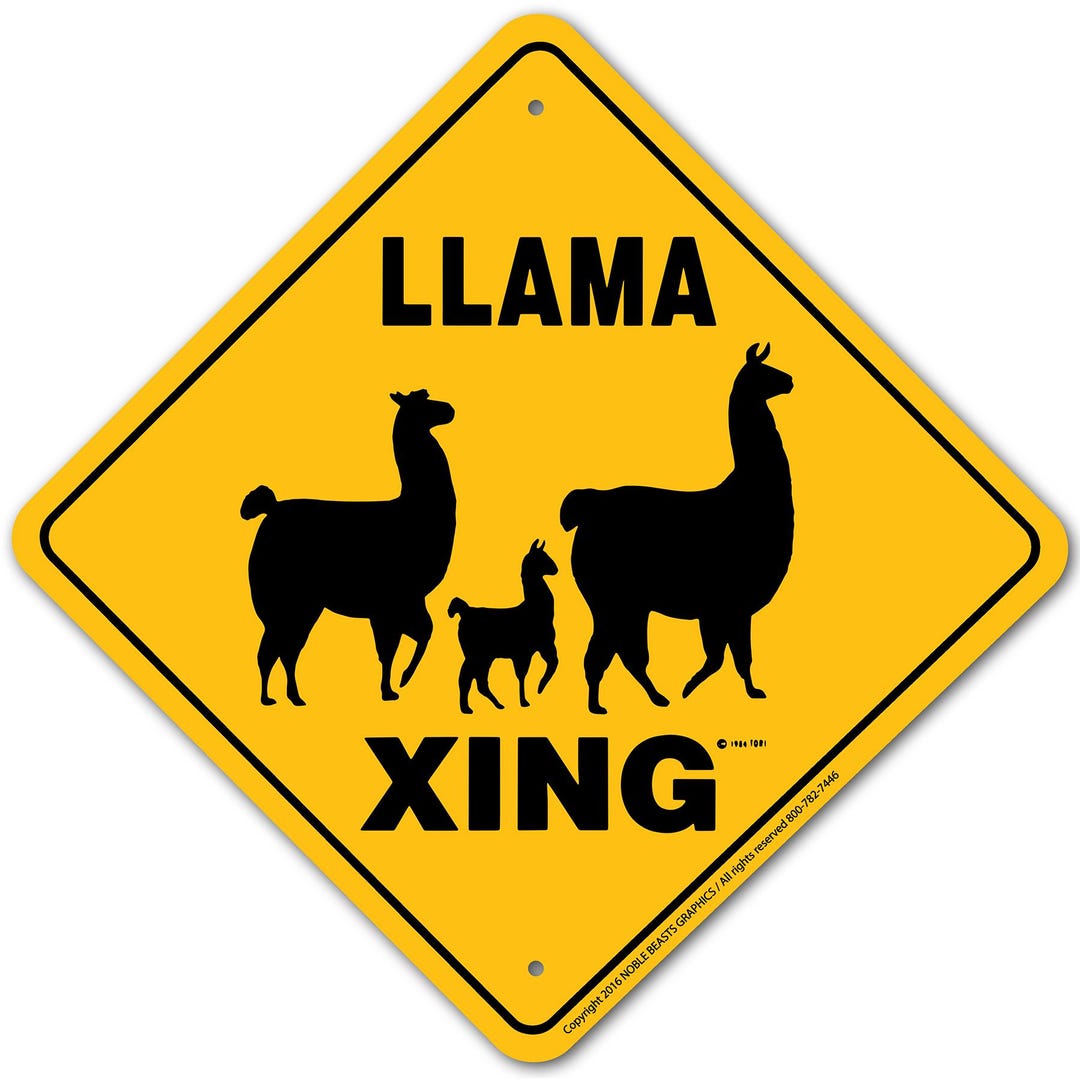 Llama (new Fluffy) Xing Sign Aluminum 12 in X 12 in #20994 - Etsy