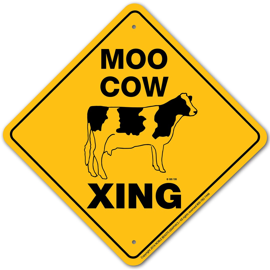 Moo Cow Xing Sign Aluminum 12 in X 12 in #20733 - Etsy