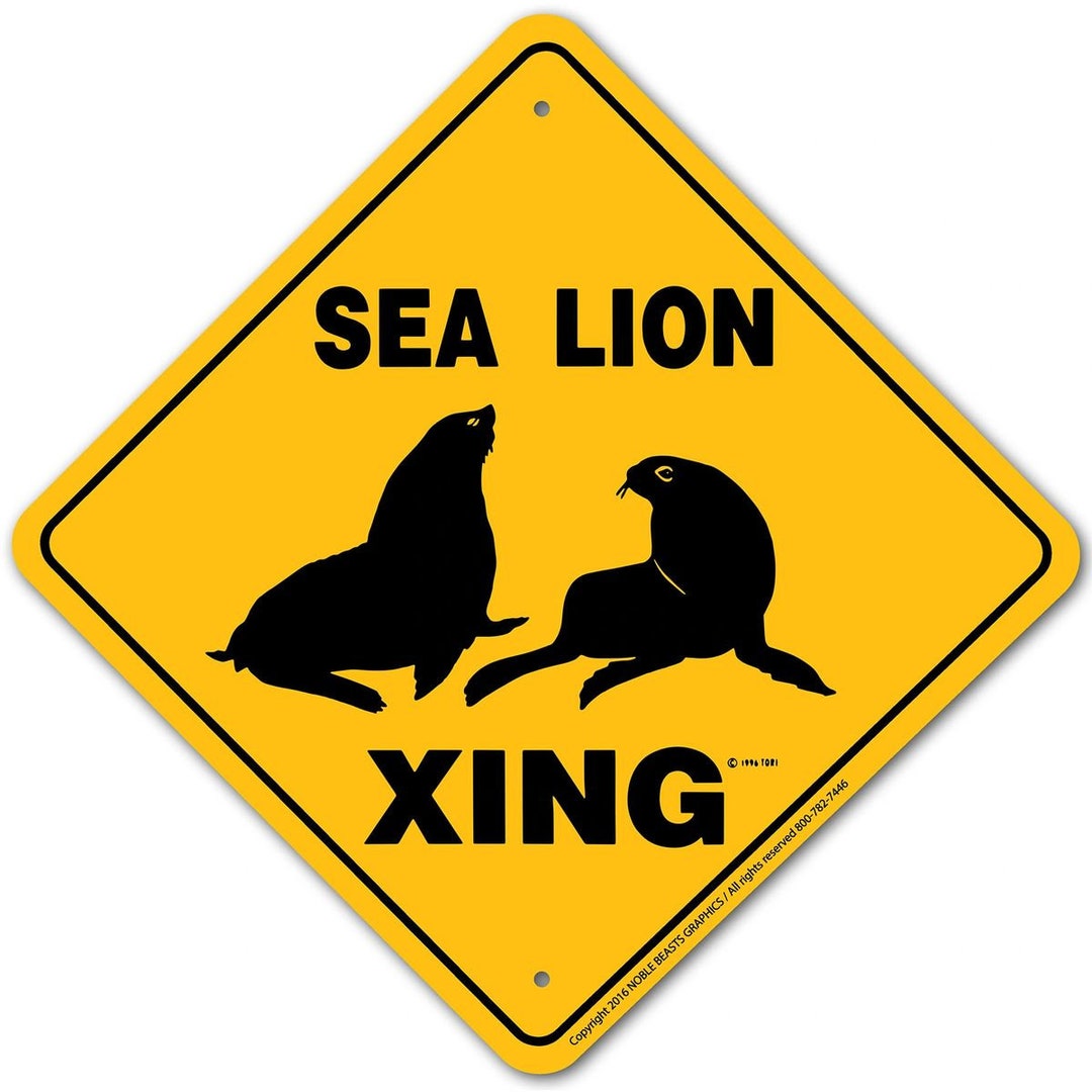 Sea Lion Xing Sign Aluminum 12 in X 12 in #20845 - Etsy