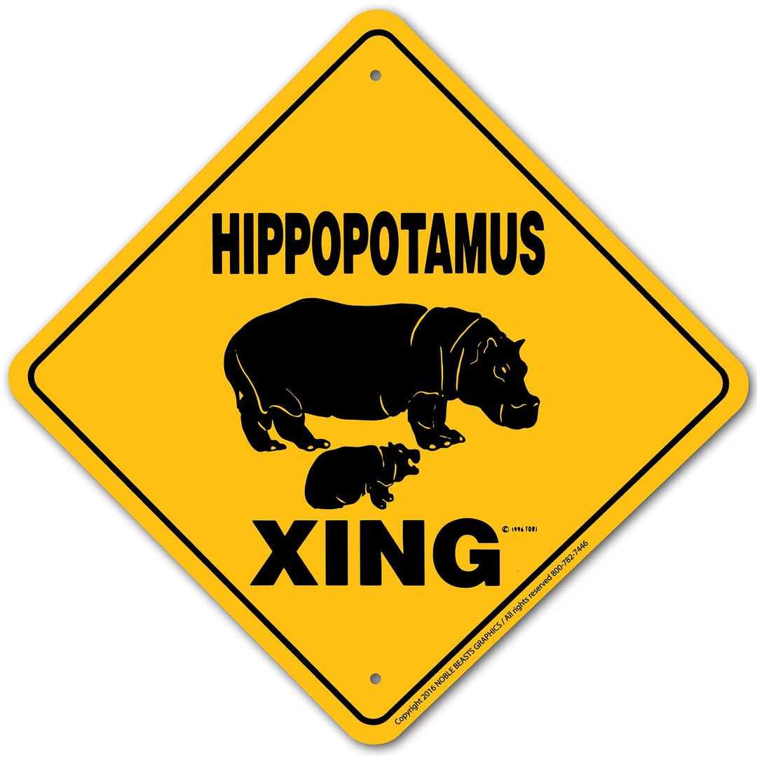 Hippopotamus Xing Sign Aluminum 12 in X 12 in #208282 - Etsy