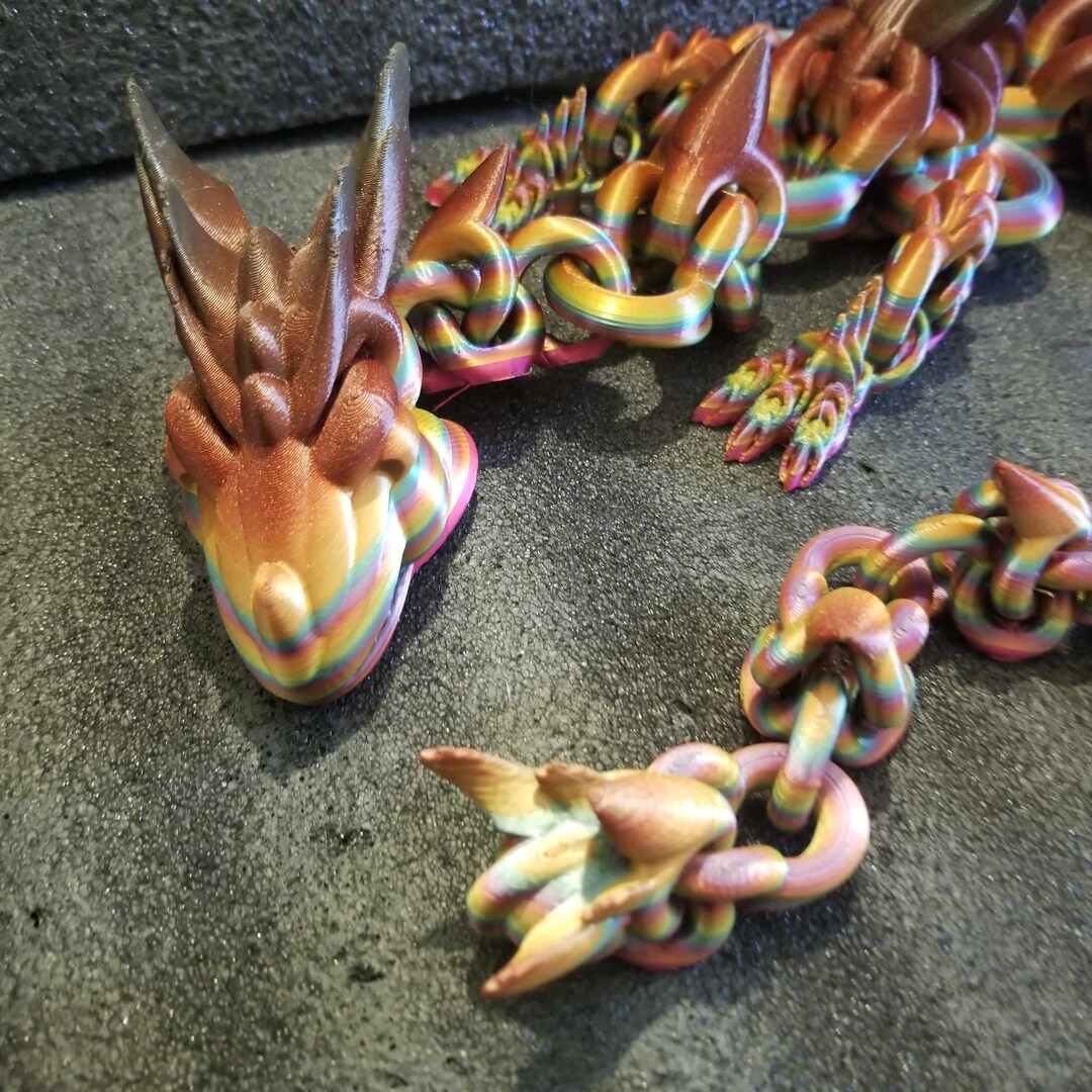 Articulated 3D Printed Dragon Fidget Toy: Knotted Torus Design - Etsy