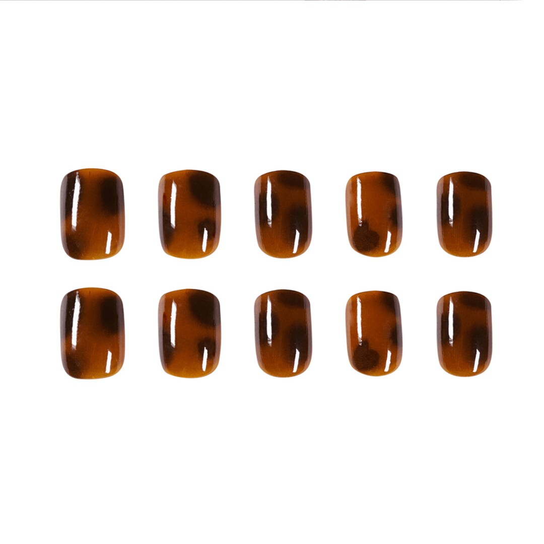 24 Pcs Tortoise Shell Square Press on Nails Turtle Shell Nail - Etsy