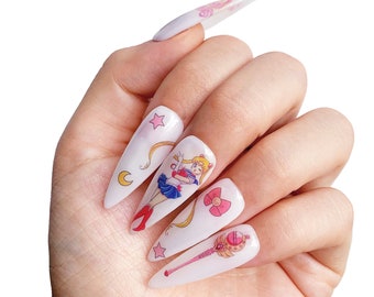 MEDIUM SIZE Usagi Anime Pink Press On Nail Nail Art Craft Supplies ...