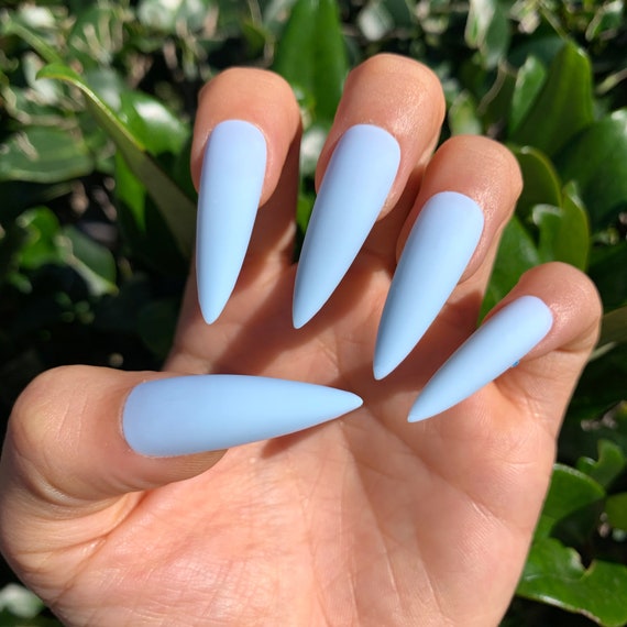 Light Blue Pointy Nails
