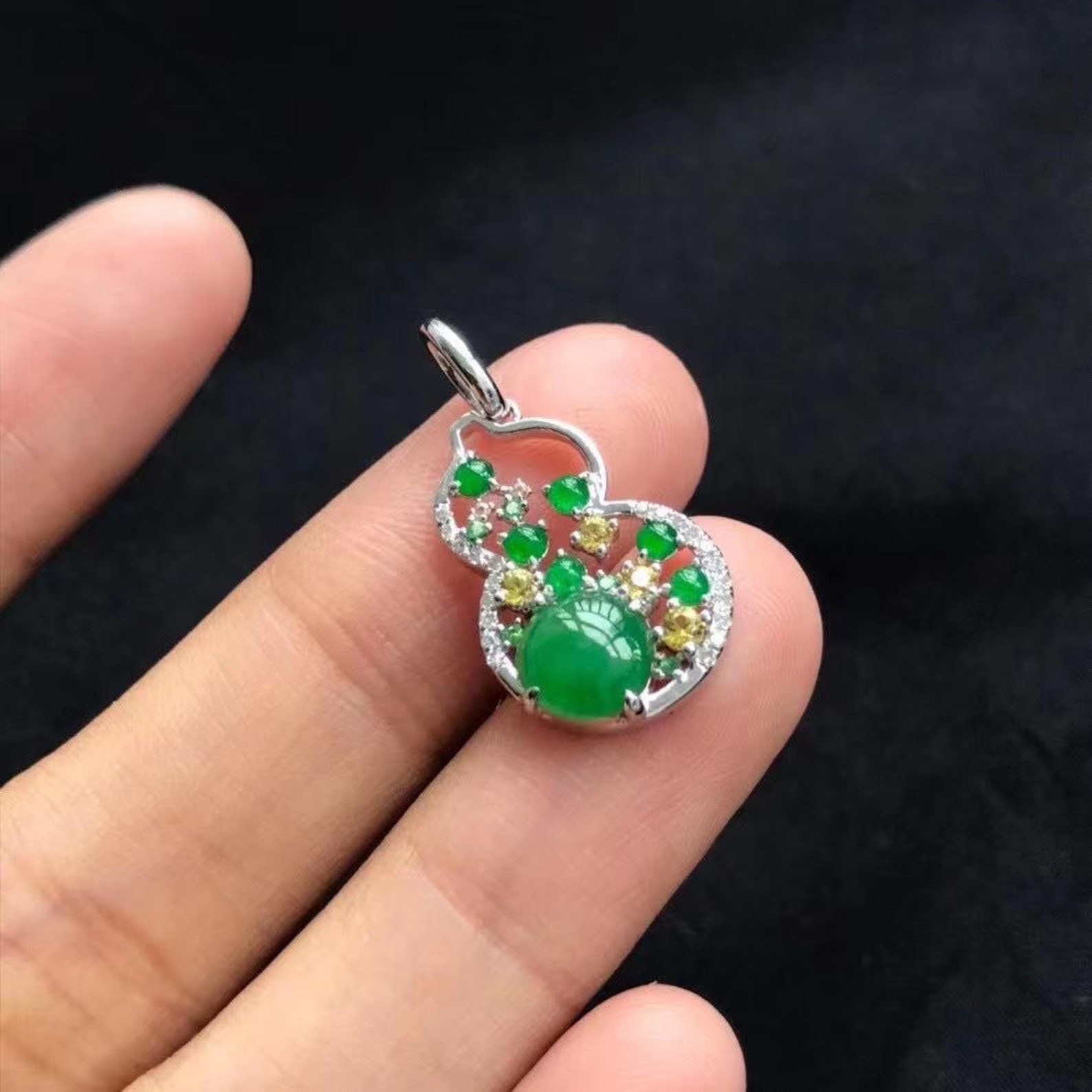 Natürlicher Typ A Jadeit Transparent bunt 18 Karat Gold | Etsy