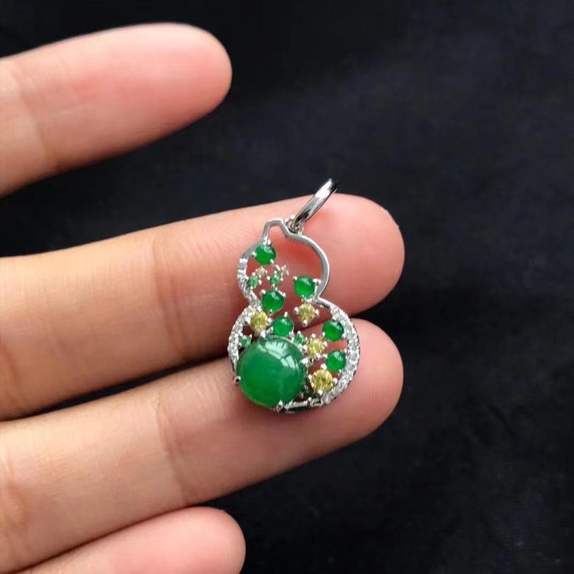 Natürlicher Typ A Jadeit Transparent bunt 18 Karat Gold | Etsy