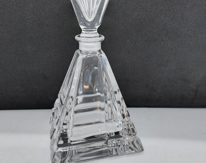 Art Deco Clear Crystal Glass 5" Pyramid Shape Perfume Decanter and ...