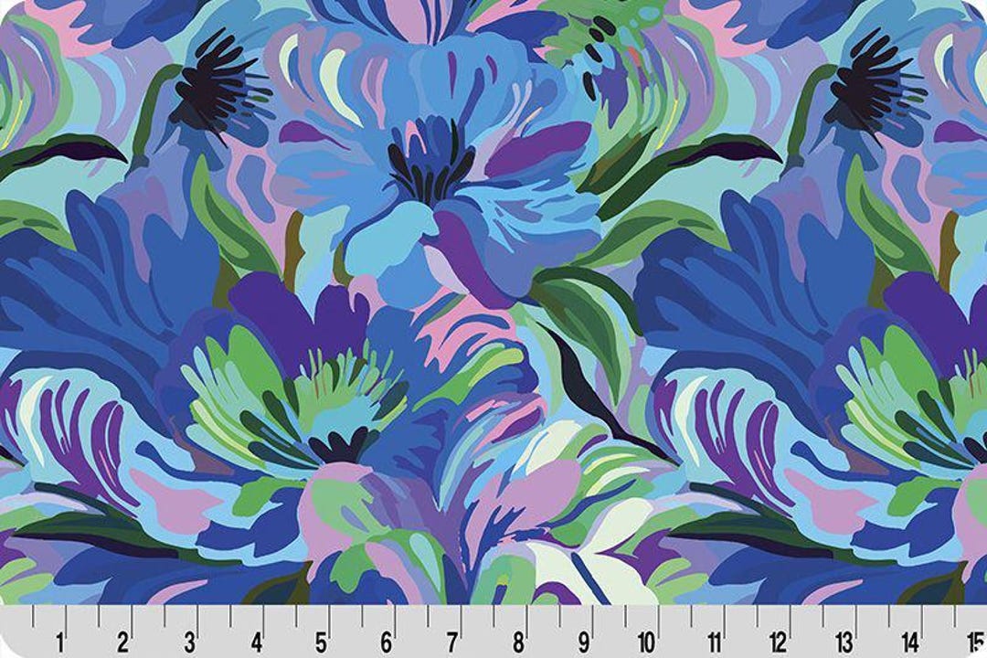 Shannon Fabrics Quilting Cuddle Wanderlust Florals Blue 1.5mm 44" Wide ...