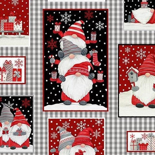 Shannon Fabrics Digital Cuddle Valentine Gnomes Scarlet Minky - Etsy