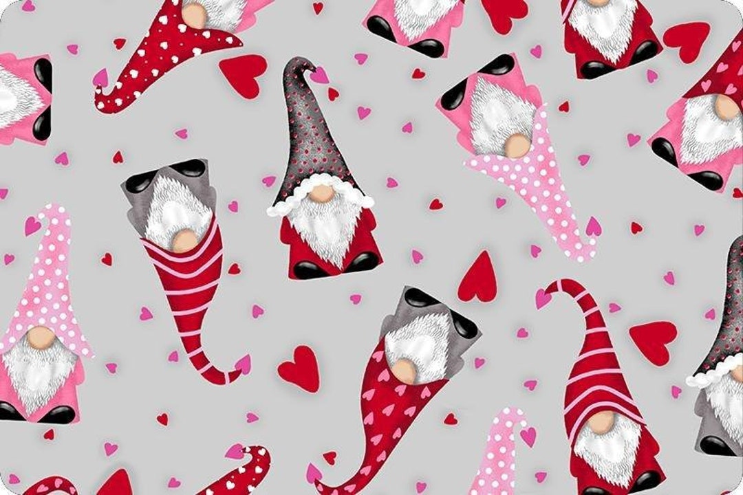 Shannon Fabrics Digital Cuddle Valentine Gnomes Scarlet Minky - Etsy