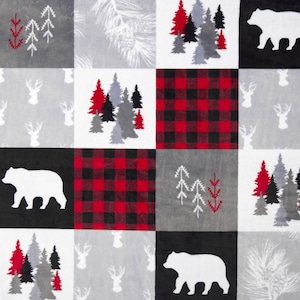 Shannon Fabrics Digital Cuddle Cabin Quilt Scarlet Minky Fabric - Etsy