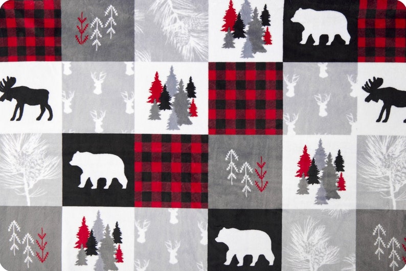 Shannon Fabrics Digital Cuddle Cabin Quilt Scarlet Minky Fabric - Etsy