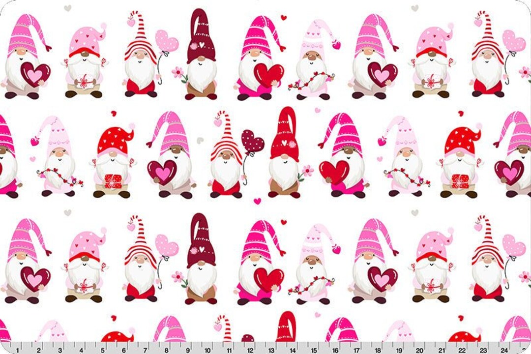 Shannon Fabrics Digital Cuddle Heart Gnomes Scarlet Minky Fabric - Etsy