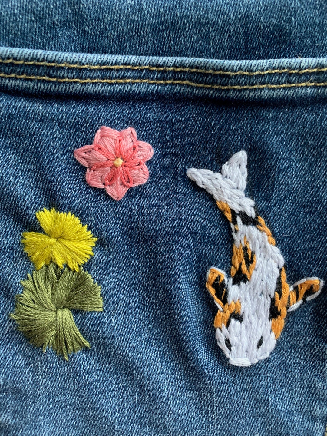 Embroidered Koi Fish on Jeans, Embroidered Pants, Embroidered Jeans ...