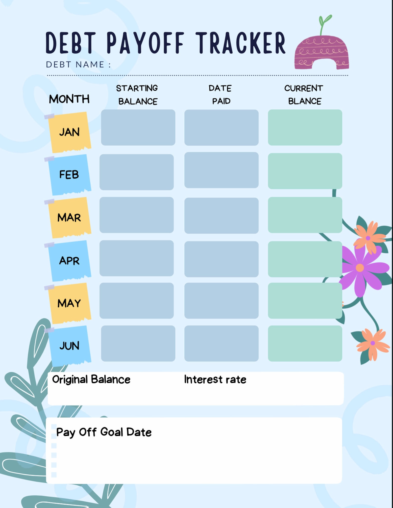 Debt Payoff Tracker Printable, Printable Debt Tracker, Credit Card ...