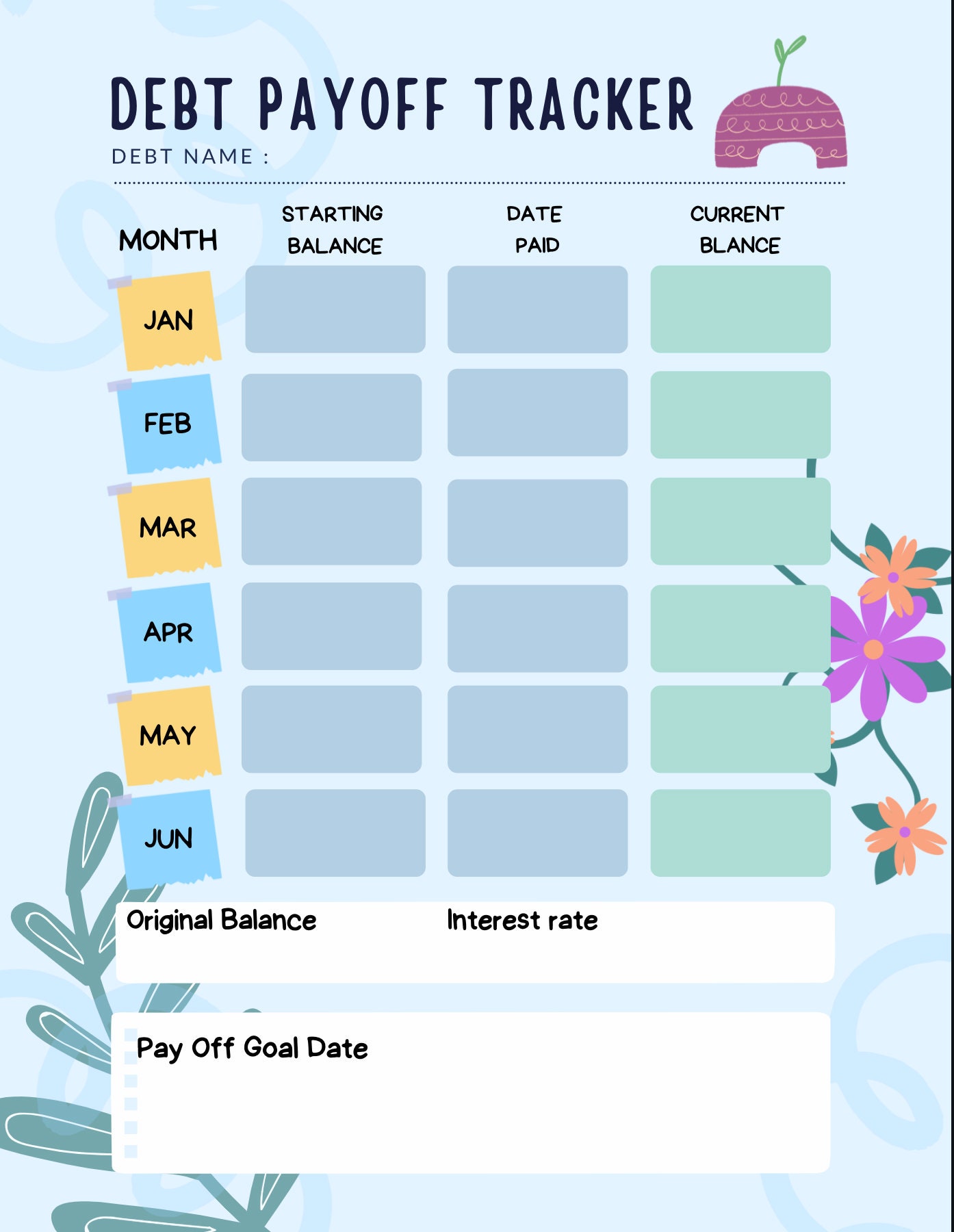 Debt Payoff Tracker Printable, Printable Debt Tracker, Credit Card ...