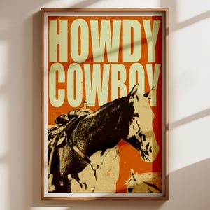 Howdy Cowboy Print, Rodeo Poster, Rustic Western Wall Art, Cowboy ...