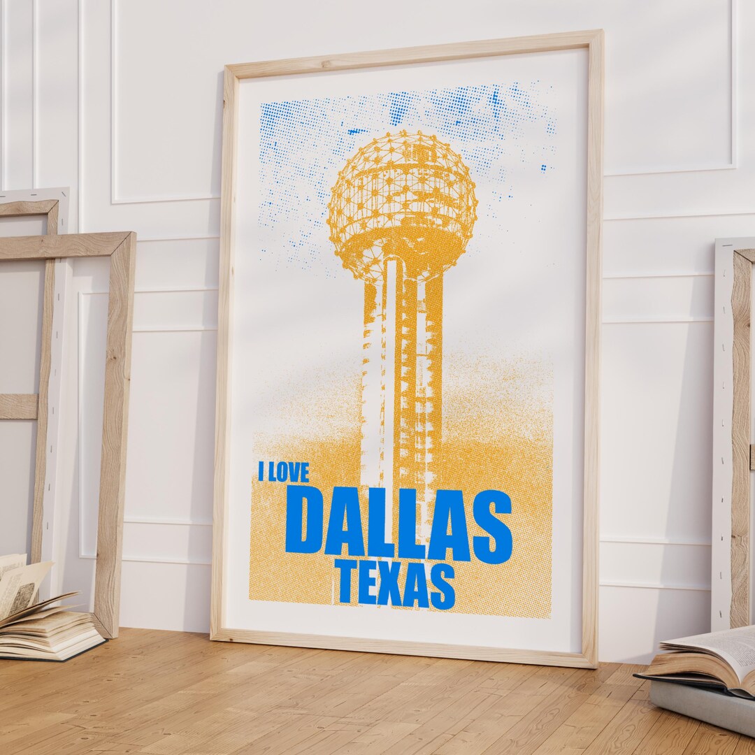 Dallas Love Print, I Love Dallas Poster, Reunion Tower Art, DFW ...