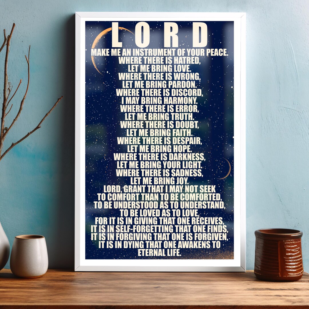 Prayer of St. Francis Print – Catholic Wall Art for Peace and Kindness ...