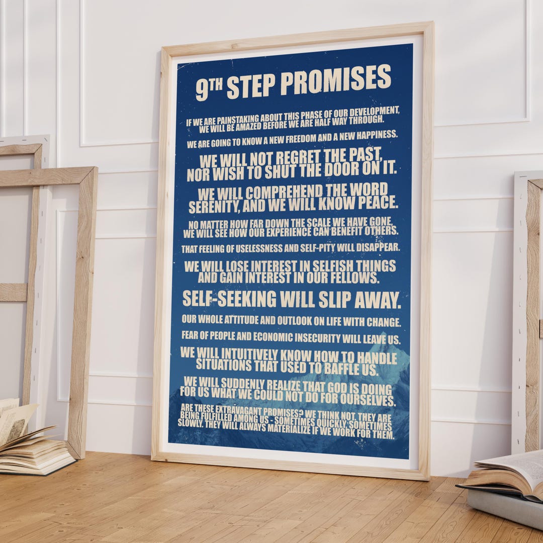 9th Step Promises Print, Alcohol Anonymous Poster for Addiction and ...