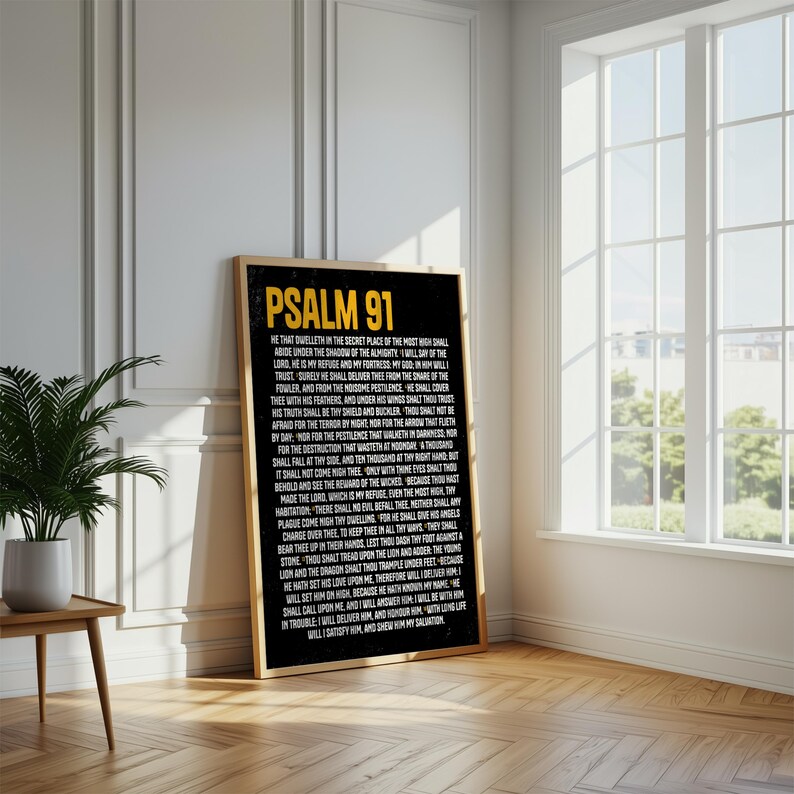 Psalm 91 Print – Christian Wall Art, Bible Verse Scripture Poster in ...