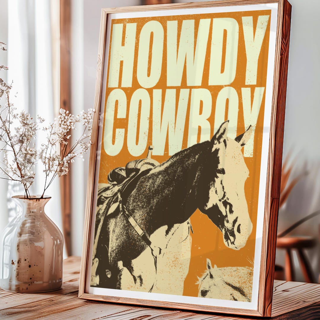Howdy Cowboy Print, Rodeo Poster, Rustic Western Wall Art, Cowboy ...