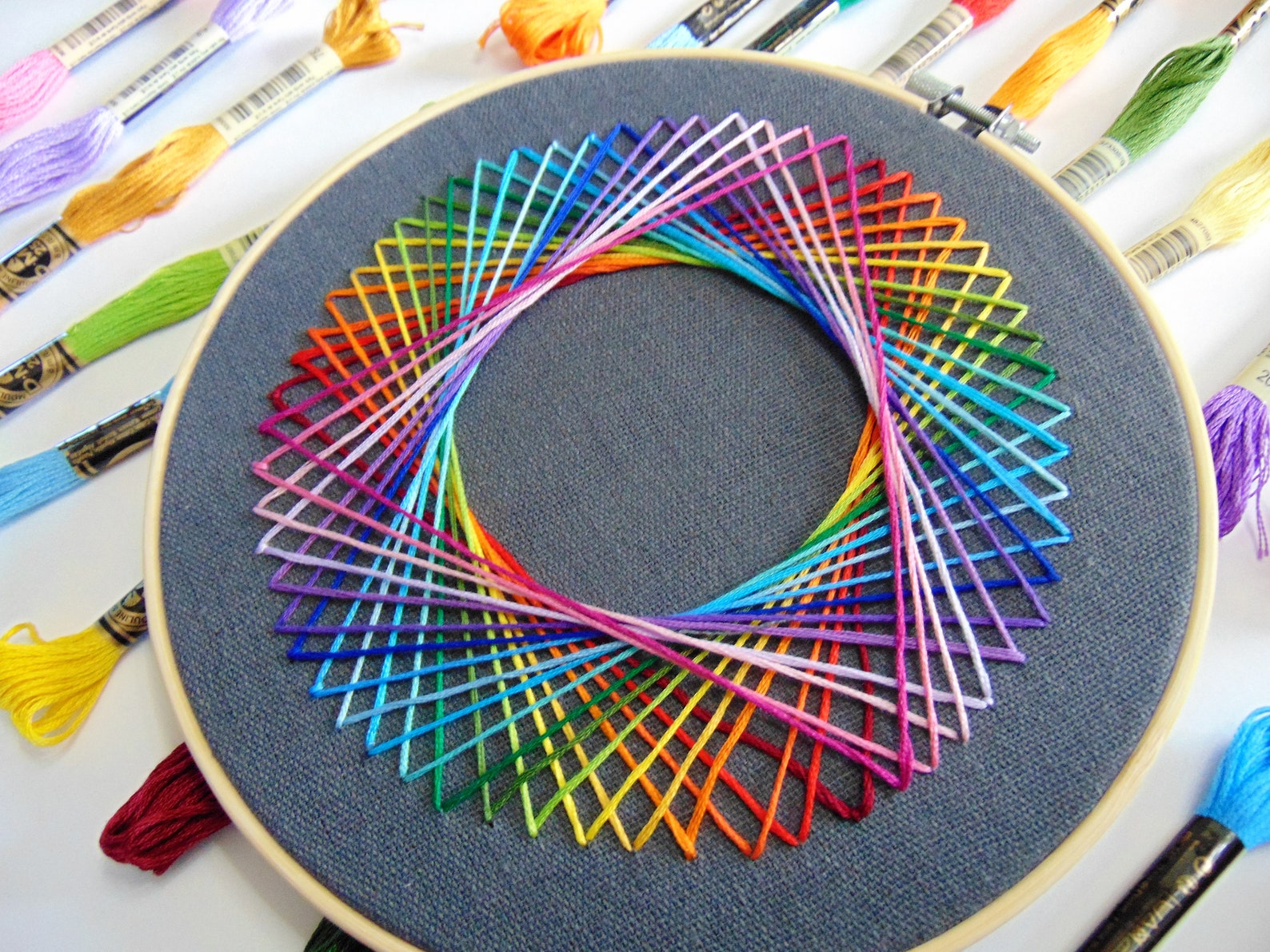 Rainbow Spirograph Embroidery Pattern - Etsy